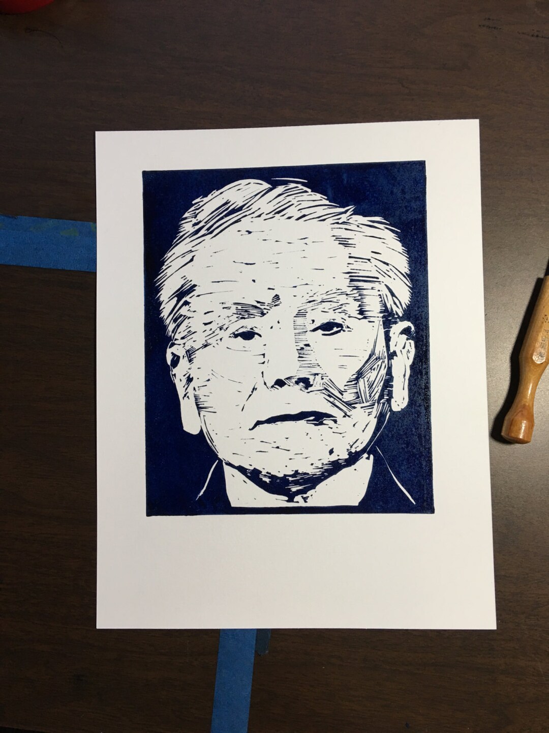 Linocut Portrait of Shotokan Founder, Gichin Funakoshi by Tom Callos - Etsy