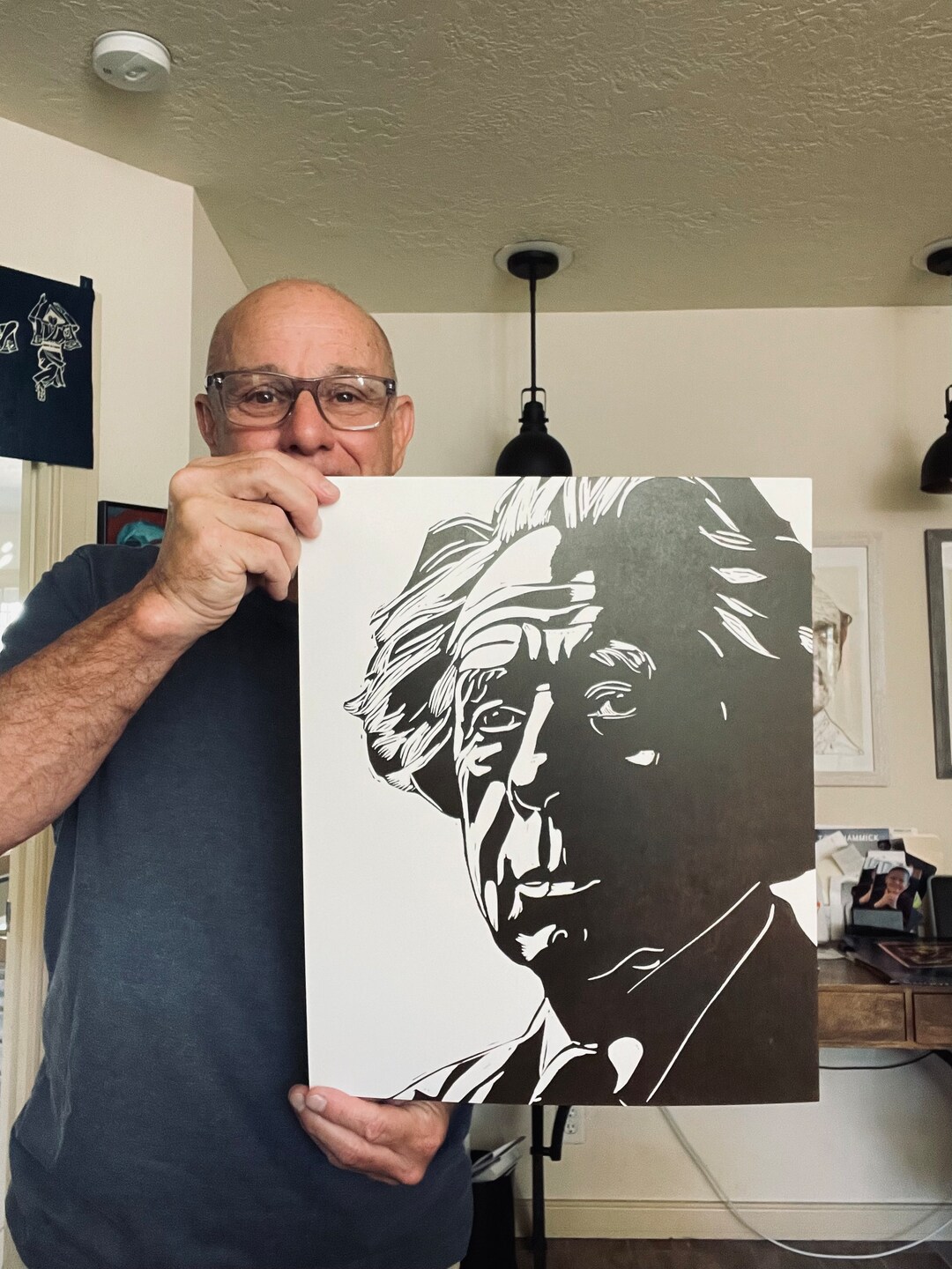 Portrait of Architect Frank Lloyd Wright, in Linocut, by Tom Callos - Etsy