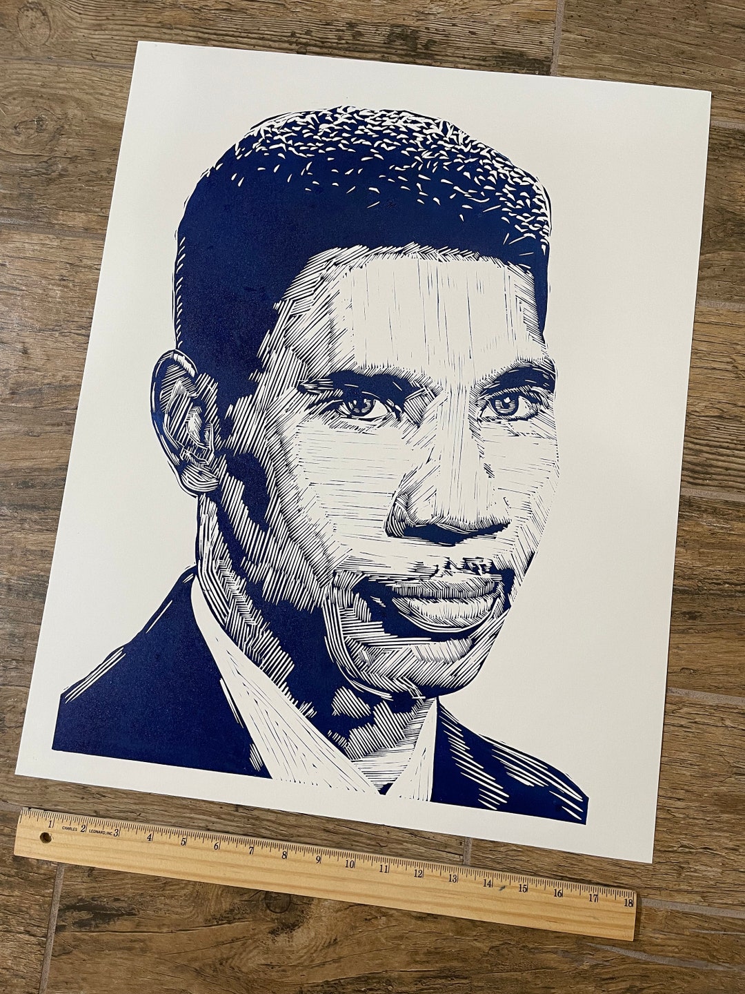 Medgar Evers a Portrait in Linocut by Tom Callos. Larger - Etsy
