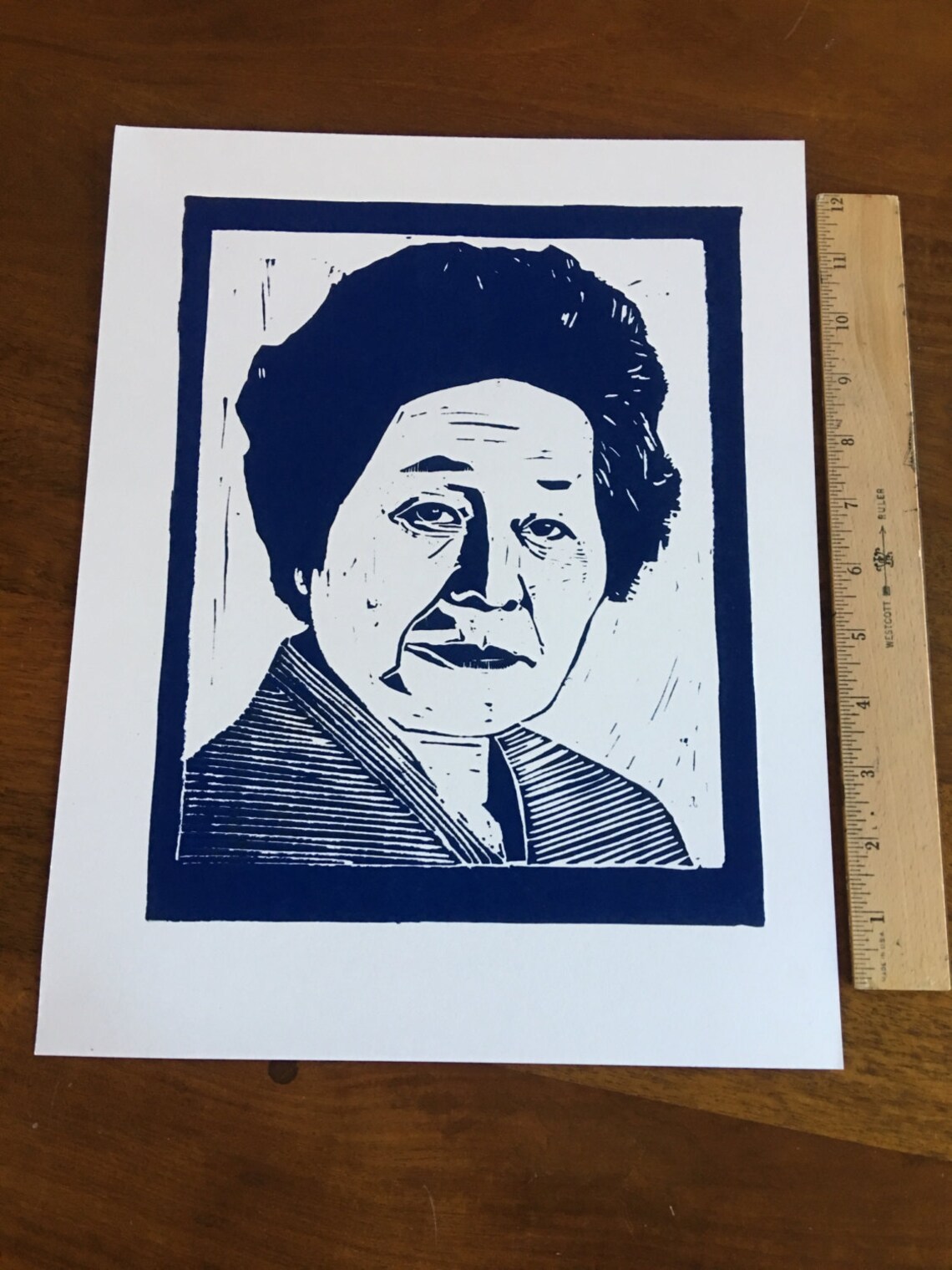 Linocut Portrait of Sensei Keiko Fukuda, Last Living Student of Judo's ...