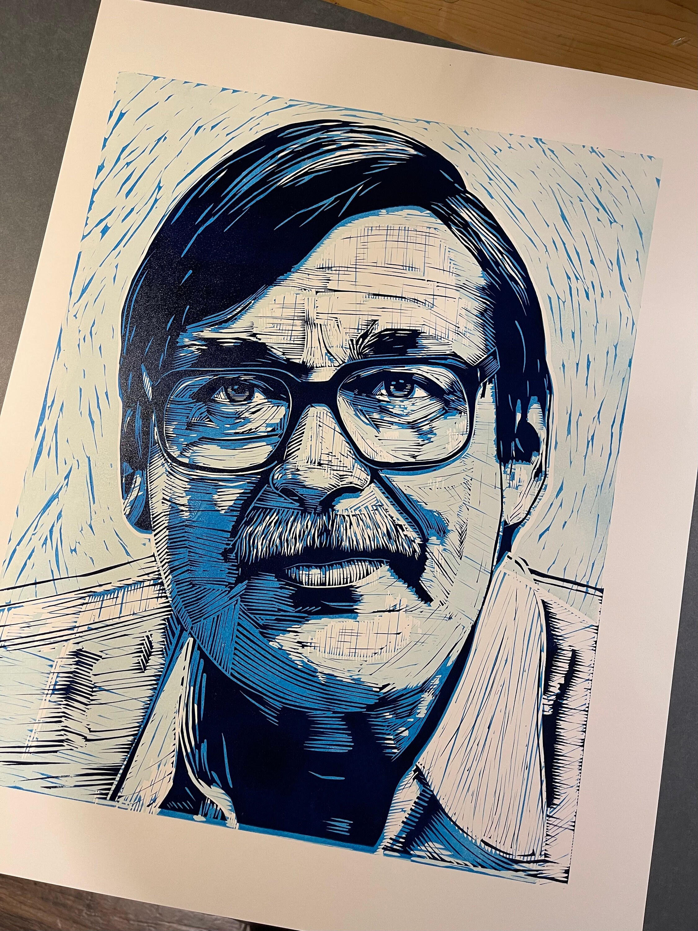 Richard Diebenkorn in Blues, a Linocut Print by Tom Callos - Etsy