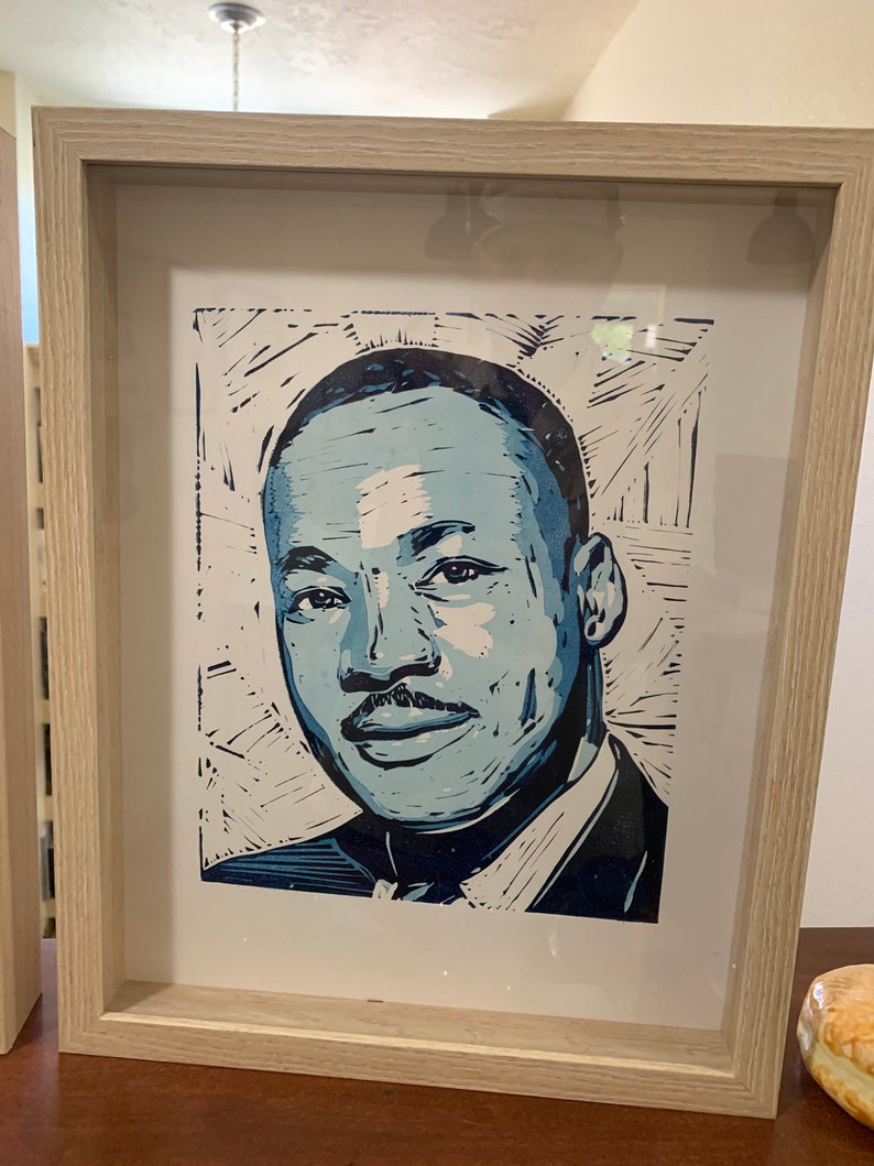 Portrait of Martin Luther King, in Reduction Linoprint, Edition of Only ...