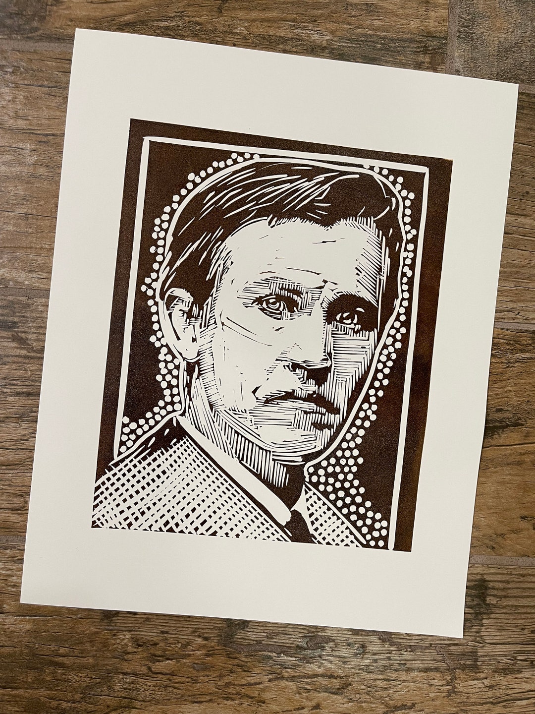 A Young Thomas Edison in Linocut, by Tom Callos. 1 Color, Edition of 50 ...
