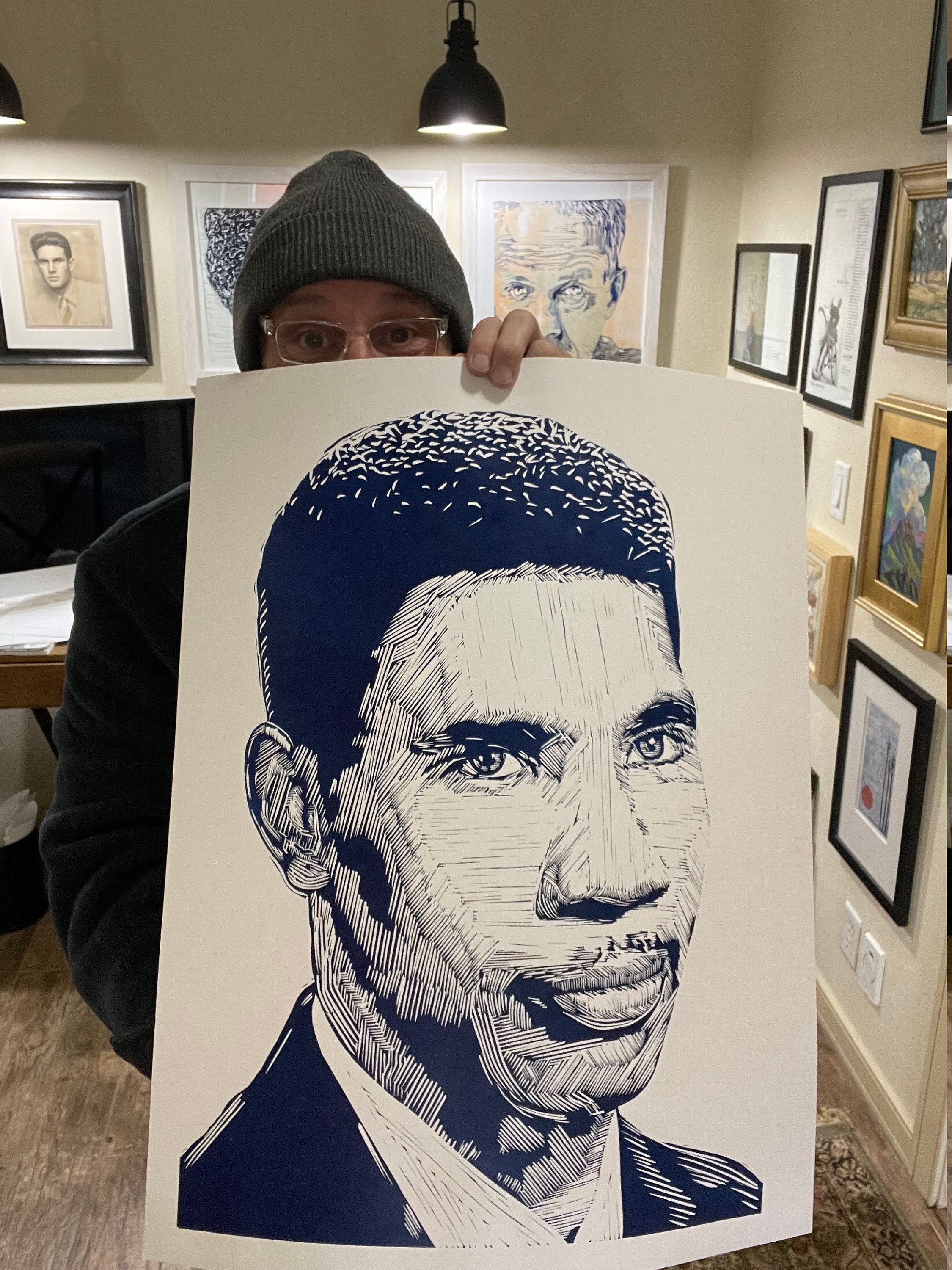 Medgar Evers a Portrait in Linocut by Tom Callos. Larger - Etsy
