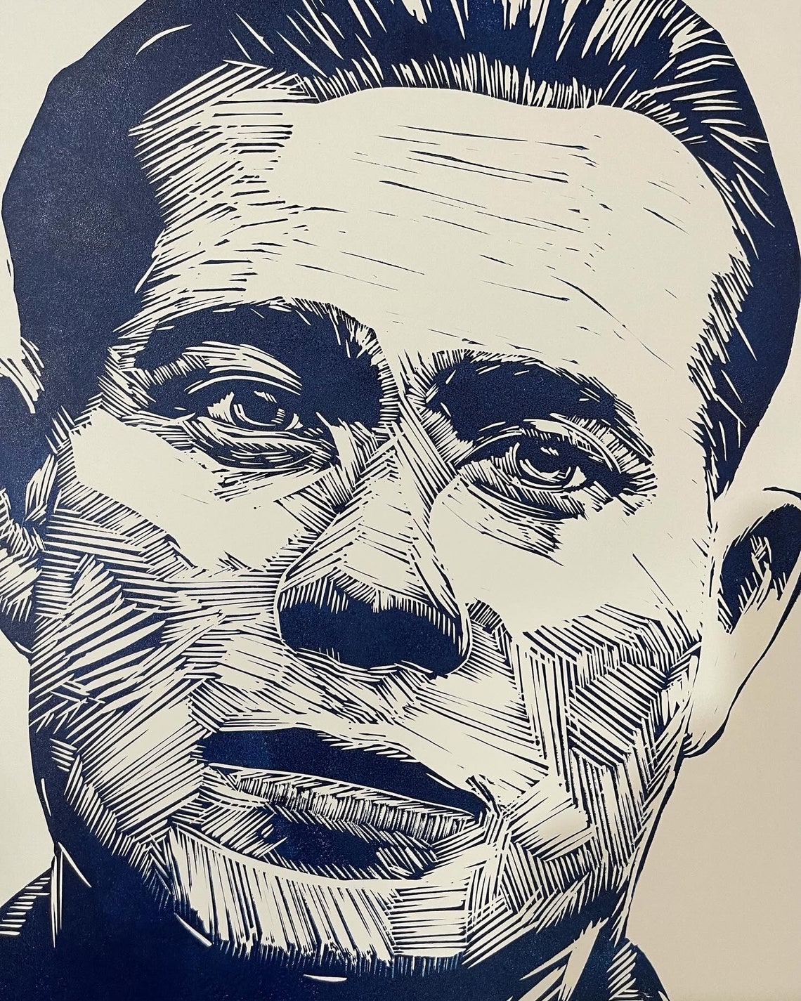 Kanbun Uechi the Founder of Uechi Ryu Karate. Linocut Portrait ...