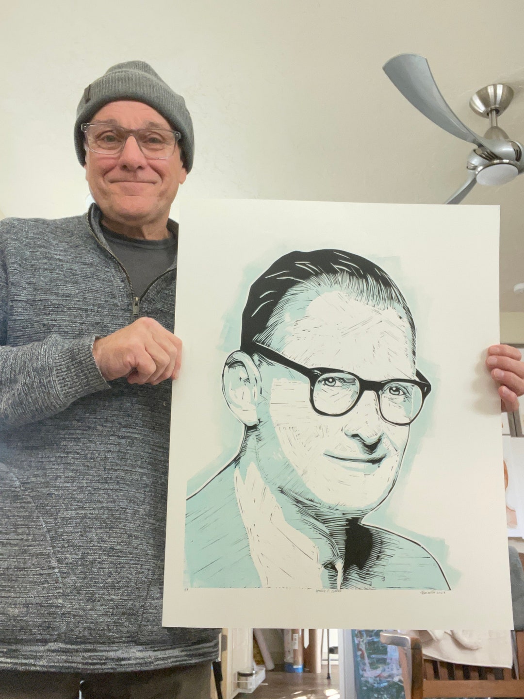 Sir Arthur C. Clark Linocut Portrait by Tom Callos Limited to - Etsy