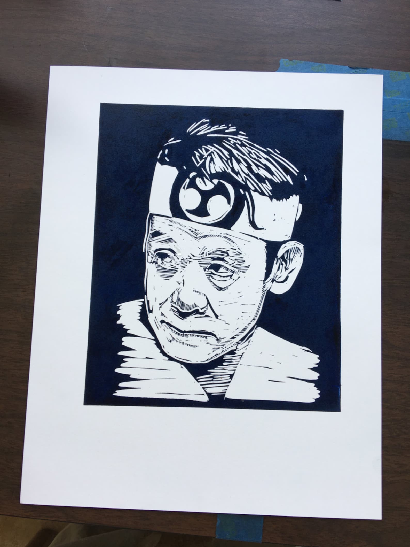 Linocut Portrait Hand Made Hand Printed of Master of - Etsy