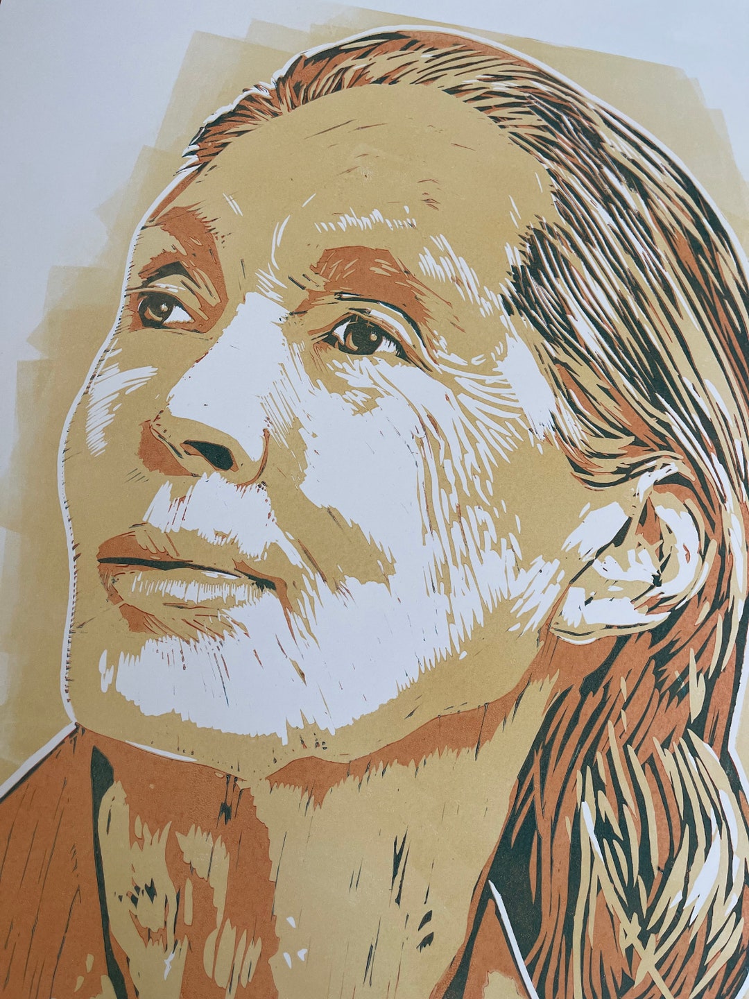 Dr. Jane Goodall Portrait, Version 2, in Linocut. Edition of 6 Prints ...