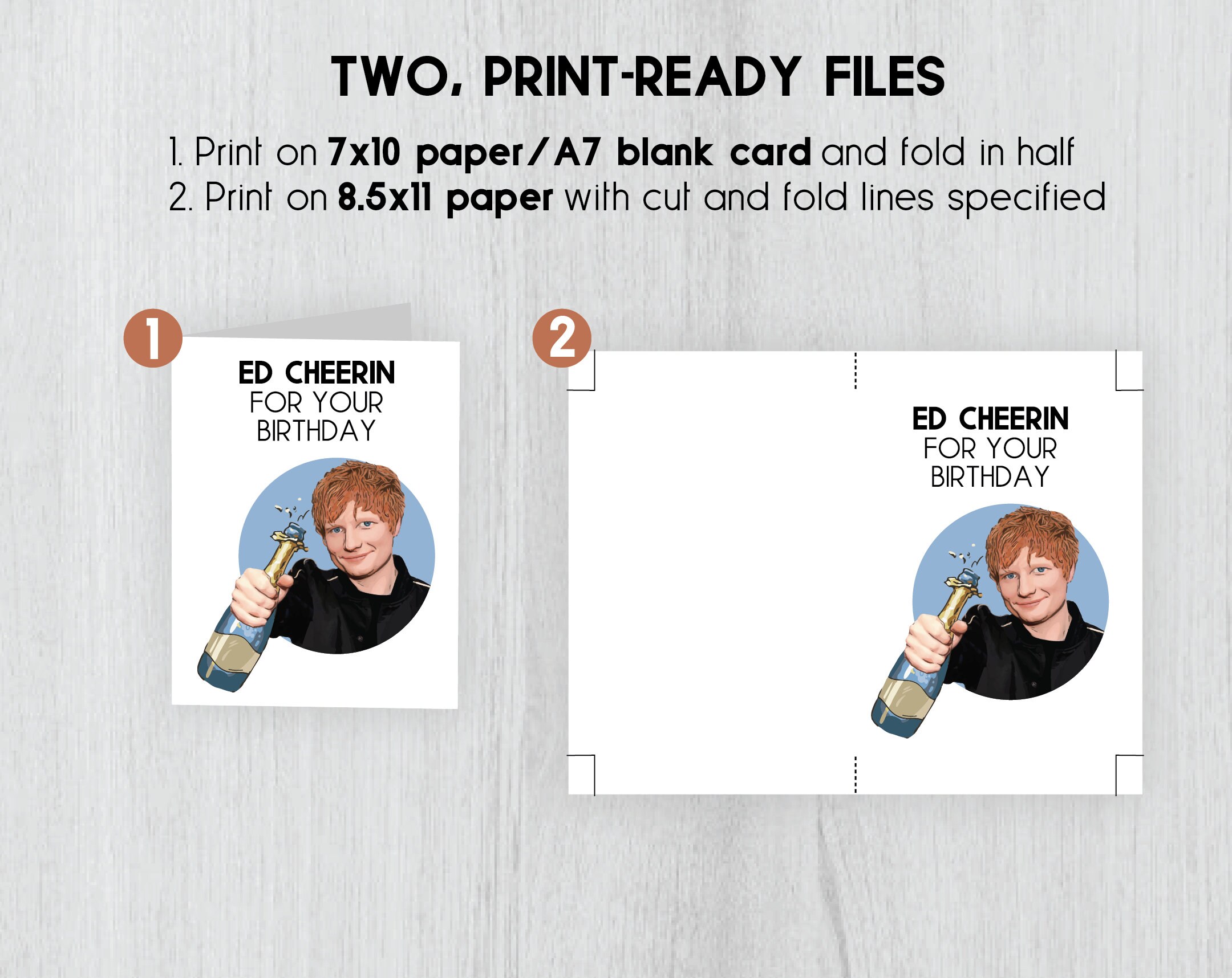 Ed Sheeran Birthday Card | "ed Cheerin" | 5x7 Digital Download - Etsy