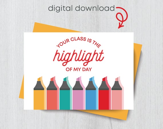 Teacher Appreciation Printable Card highlight of My | Etsy