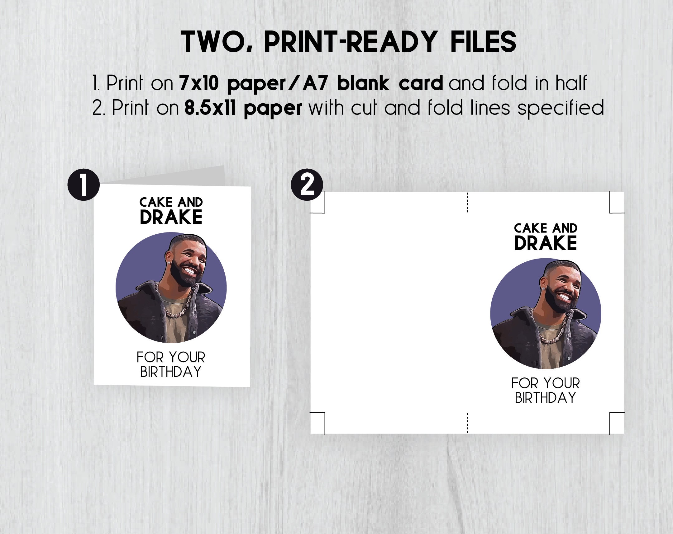 Drake Birthday Card cake and Drake 5x7 Digital Download - Etsy
