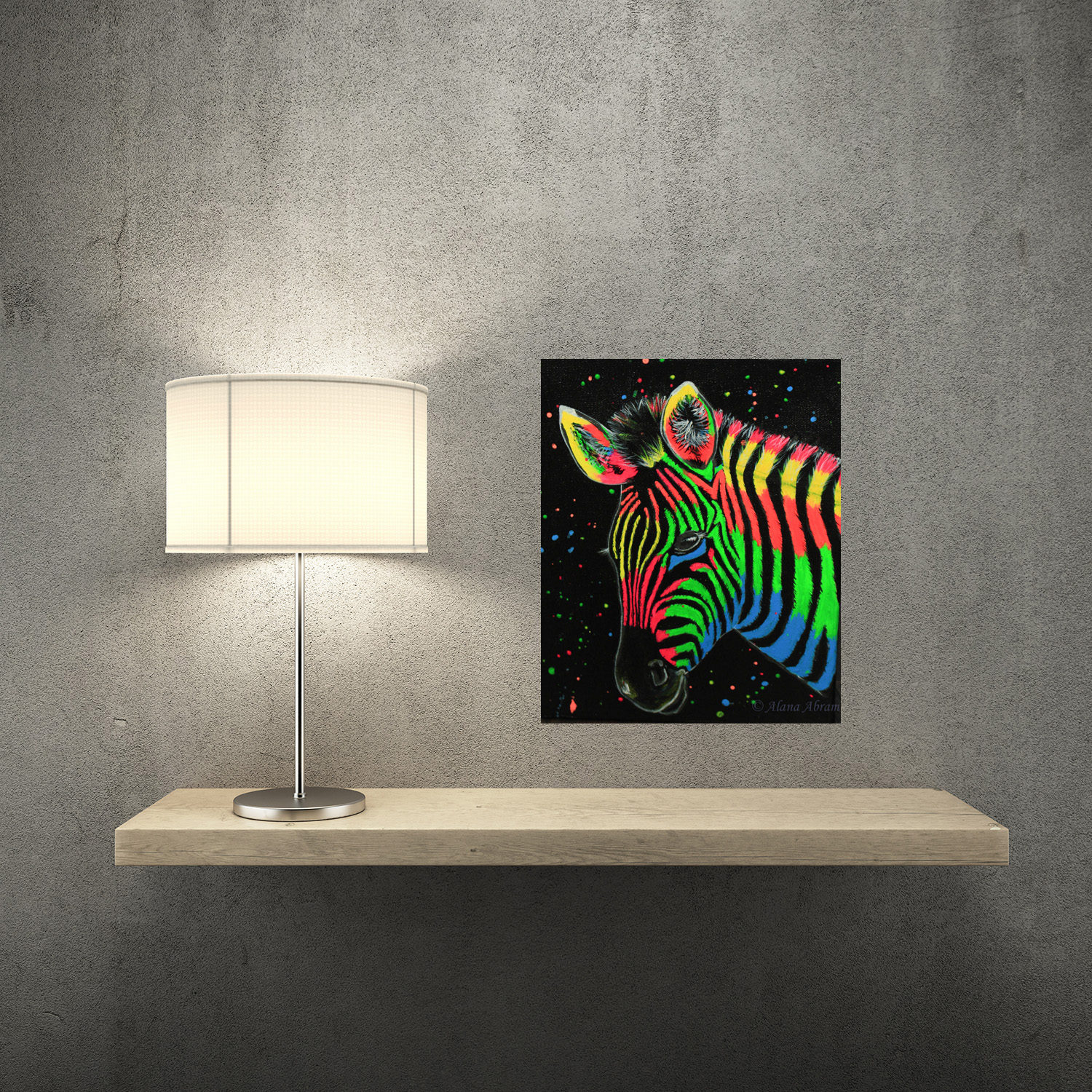 Rainbow Zebra, Abstract Glow in the Dark Painting, Original Handpainted ...