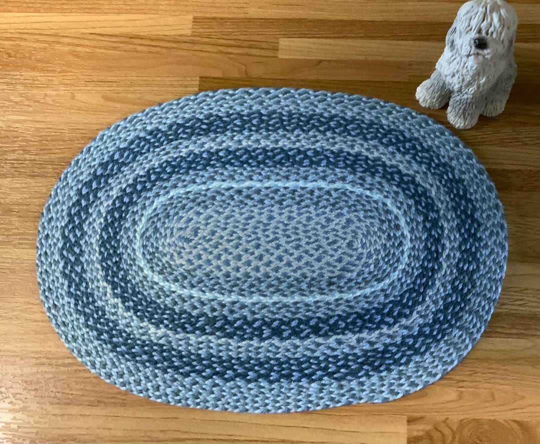 Large Hand Braided Dollhouse Miniature Rug, Varigated Blues 181 - Etsy