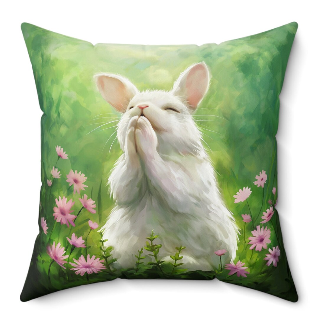 Praying Bunny Pillow Rabbit Easter Cushion 2 SIDED PILLOW INCLUDED ...