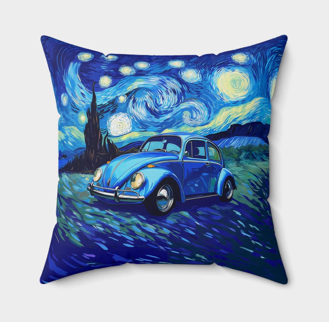 Starry Night Volkswagen Beetle Pillow 60's 70's Hippie Lover Bohemian ...