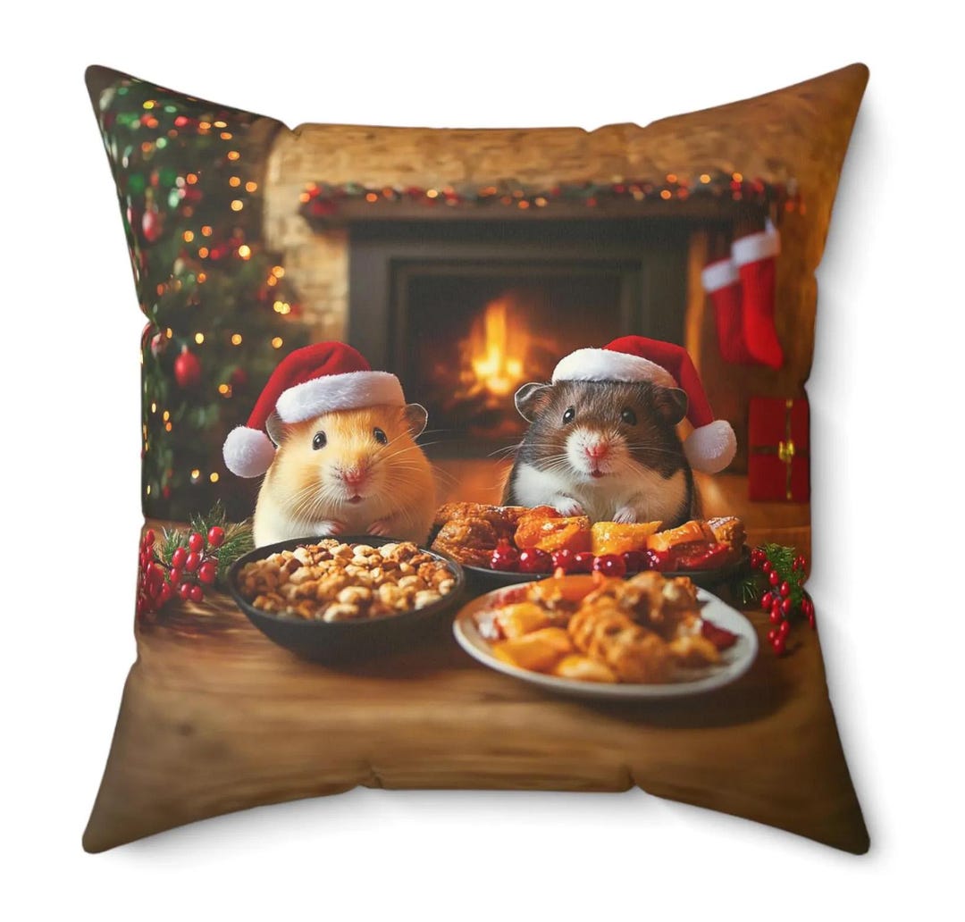 Hamster Pillow Christmas Tree Mouse Santa Hat Cushion 2 SIDED PILLOW ...