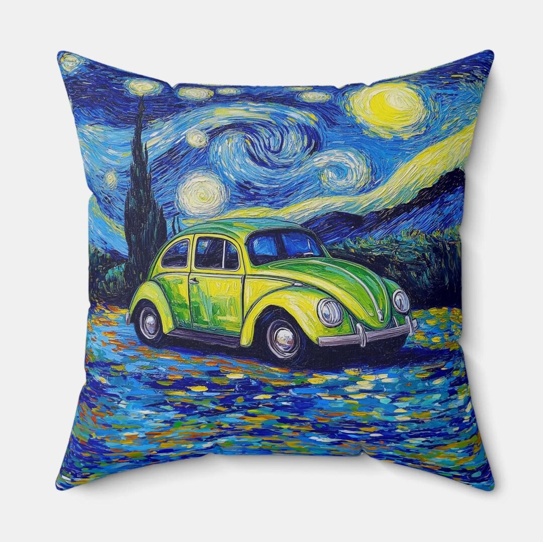 Starry Night Volkswagen Beetle Pillow 60's 70's Hippie Lover Bohemian ...