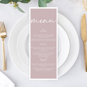 Pink Menu Pastel Pink Menu Template Pink Minimalist Table Decor Modern ...