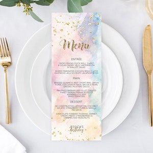 Pastel Menu Pastel Rainbow Menu Template Colorful Pastel Table Decor ...