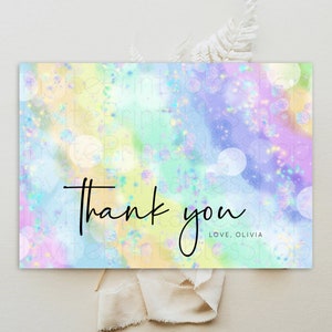 Pastel Thank You Rainbow Thank You Card Colorful Pastel Birthday Thank ...