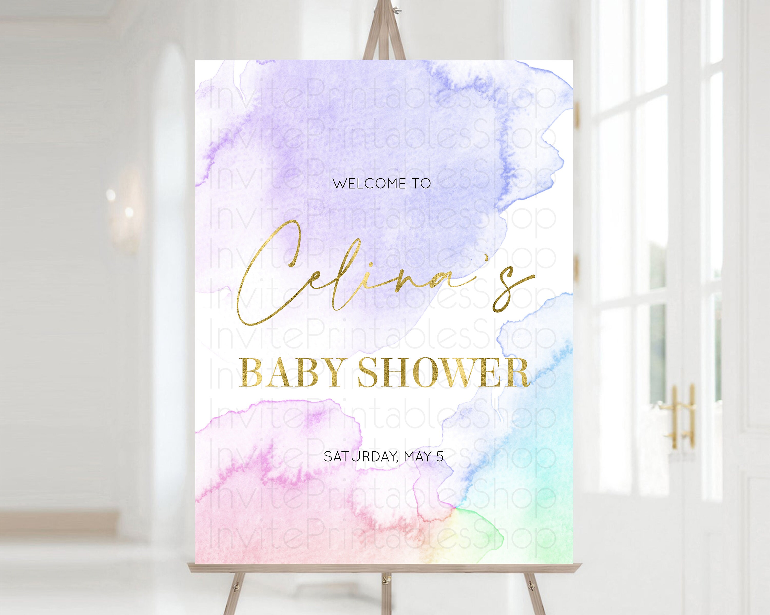 Rainbow Welcome Sign Pastel 1st Birthday Board Watercolor | Etsy