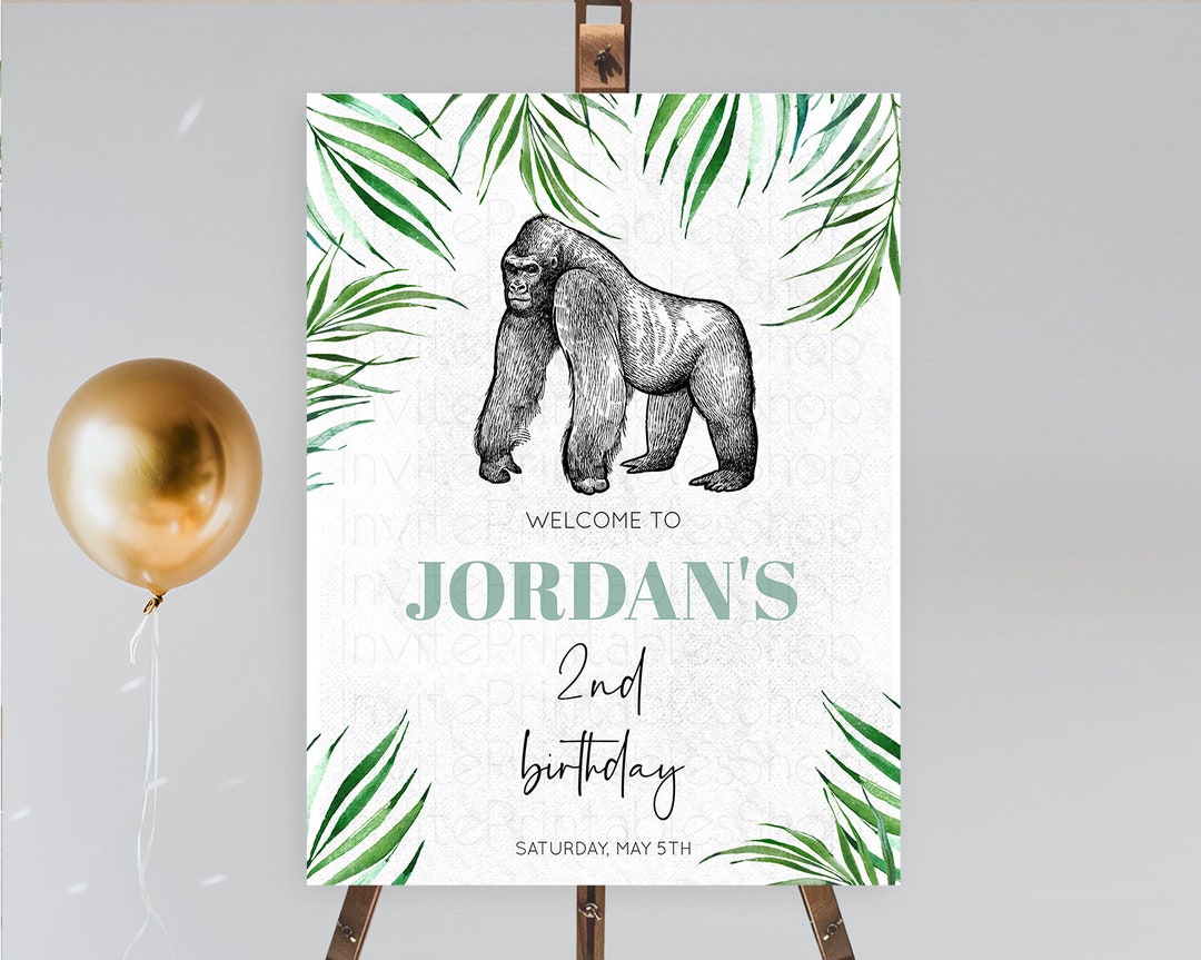 Gorilla Welcome Sign Gorilla Welcome Board Gorilla Party Welcome Poster ...