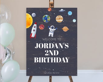 Welcome Astronaut Sign Outer Space Theme Birthday Planets - Etsy