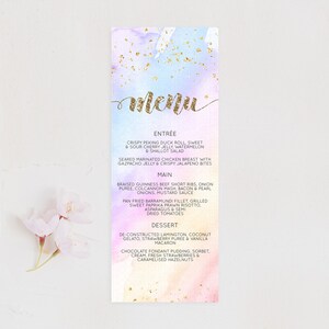 Pastel Menu Pastel Rainbow Menu Template Colorful Pastel Table Decor ...