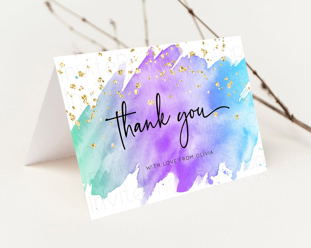 Pastel Thank You Rainbow Thank You Card Colorful Pastel Birthday Thank ...