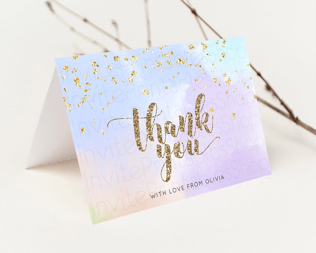 Pastel Thank You Rainbow Thank You Card Colorful Pastel Birthday Thank ...