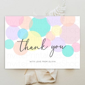 Rainbow Thank You Pastel Thank You Card Pastel Rainbow Birthday Thank ...