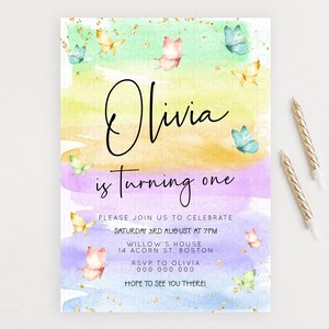 Pastel Butterfly Birthday Invitation Butterfly Birthday Invitation ...