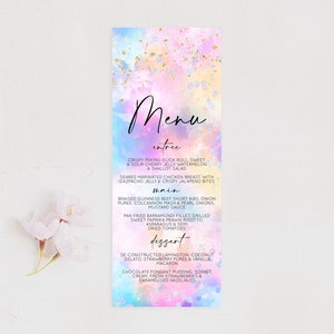 Pastel Menu Pastel Rainbow Menu Template Colorful Pastel Table Decor ...