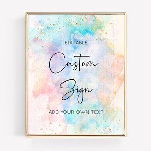 Pastel Sign Ombre Table Sign Decor Pastel Ombre Rainbow Watercolor ...