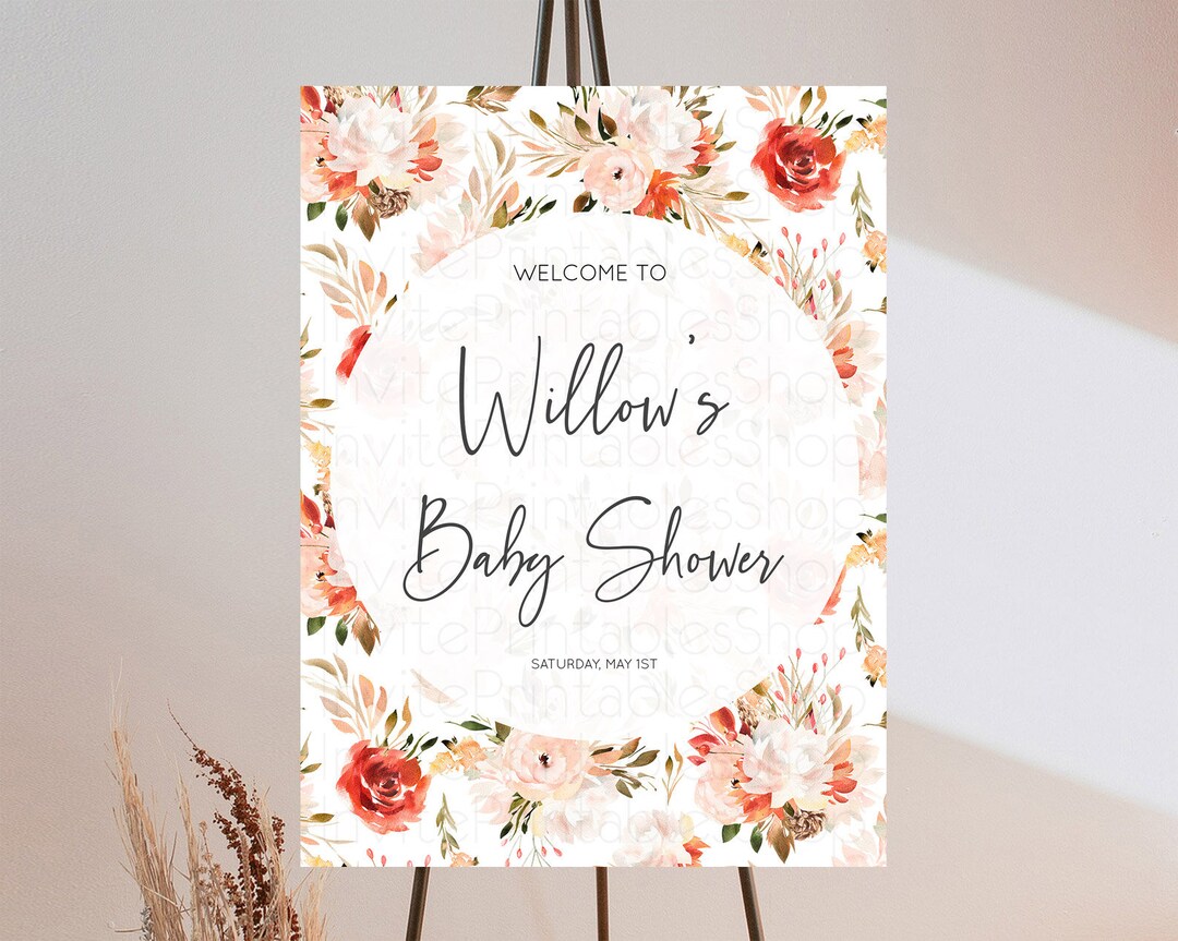 Secret Garden Baby Shower Welcome Sign Wildflower Welcome Board Pastel ...