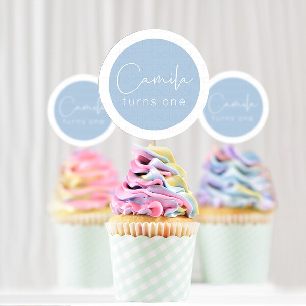 Blue Cupcake Toppers - Etsy