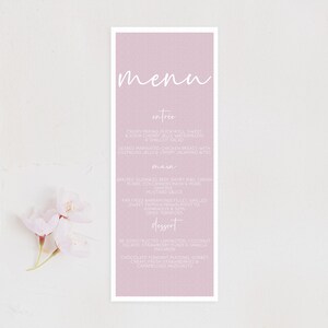 Pink Menu Pastel Pink Menu Template Pink Minimalist Table Decor Modern ...