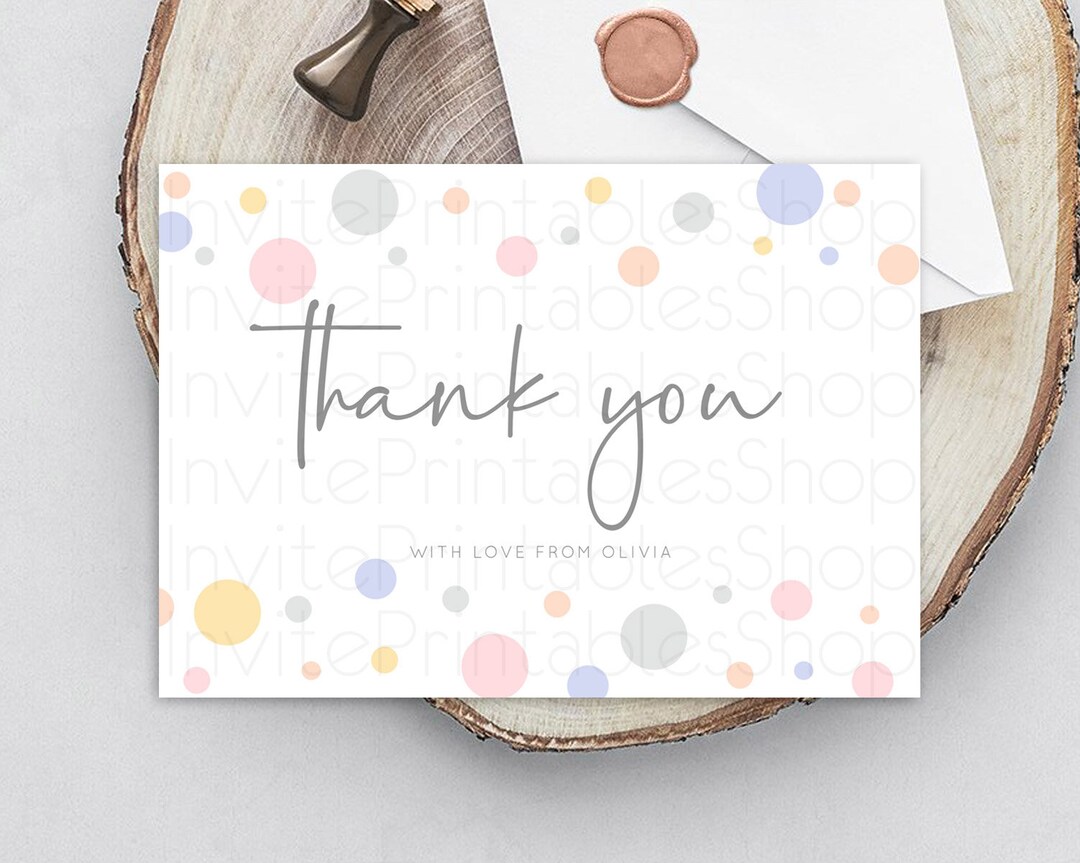 Rainbow Thank You Pastel Thank You Card Pastel Rainbow Birthday Thank ...