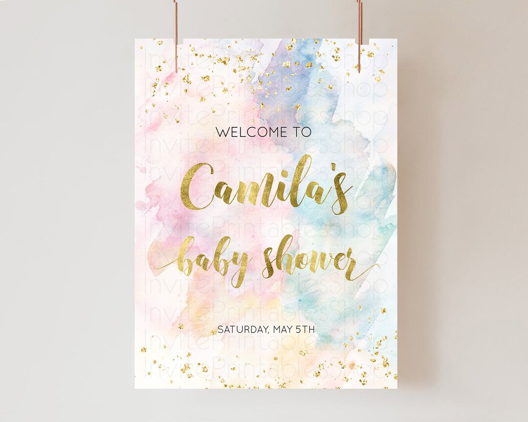 Pastel Baby Shower Welcome Sign Pastel Rainbow Welcome Sign Colorful ...