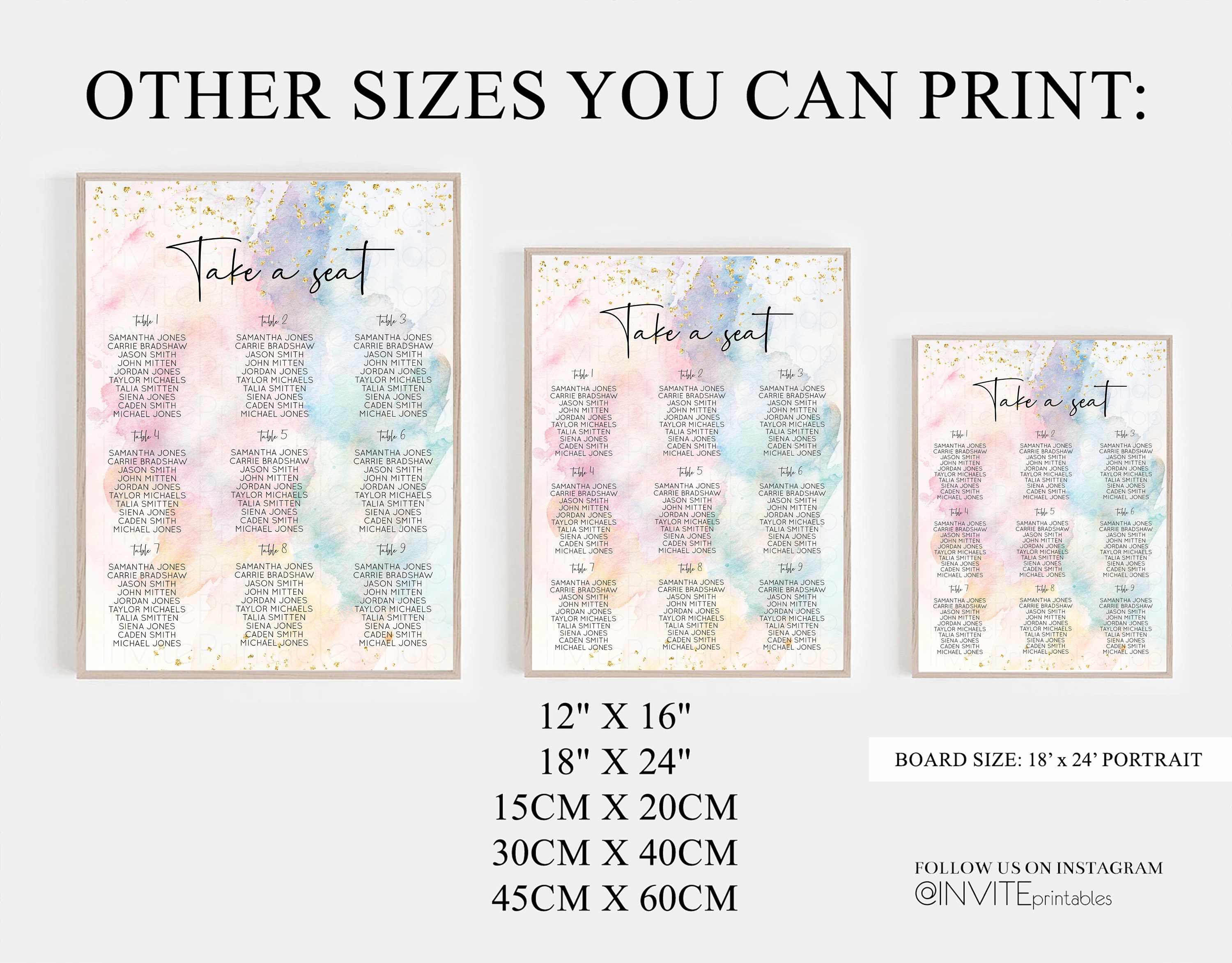Rainbow Seating Chart Pastel Clouds Seating Sign Gold | Etsy