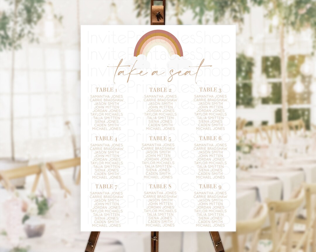 Pastel Rainbow Seating Chart Boho Rainbow Seating Chart Rainbow Seating ...