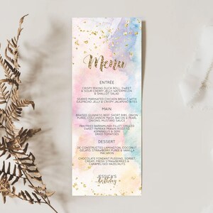 Pastel Menu Pastel Rainbow Menu Template Colorful Pastel Table Decor ...