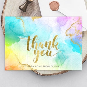 Pastel Thank You Rainbow Thank You Card Colorful Pastel Birthday Thank ...
