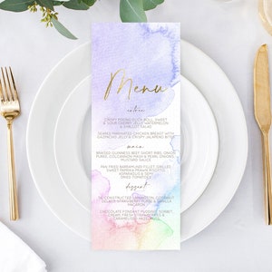 Pastel Menu Pastel Rainbow Menu Template Colorful Pastel Table Decor ...