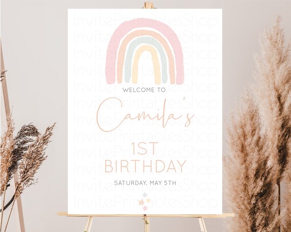 Pastel Rainbow Welcome Sign Rainbow 1st Birthday Board - Etsy