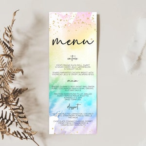 Pastel Menu Pastel Rainbow Menu Template Colorful Pastel Table Decor ...