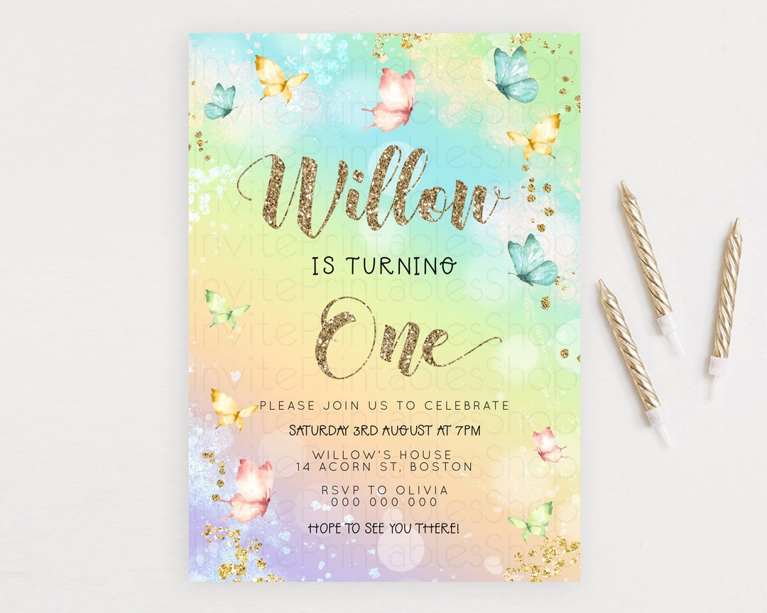 Pastel Butterfly Birthday Invitation Butterfly Birthday - Etsy