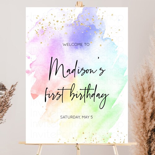 Rainbow Welcome Sign Pastel Welcome Sign Pastel Ombre 1st | Etsy