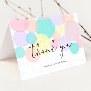 Rainbow Thank You Pastel Thank You Card Pastel Rainbow Birthday Thank ...