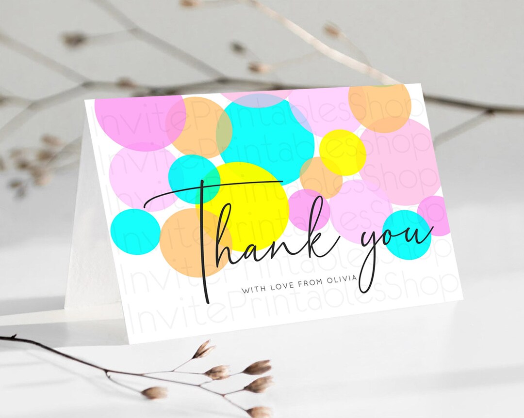 Rainbow Thank You Pastel Thank You Card Pastel Rainbow Birthday Thank ...